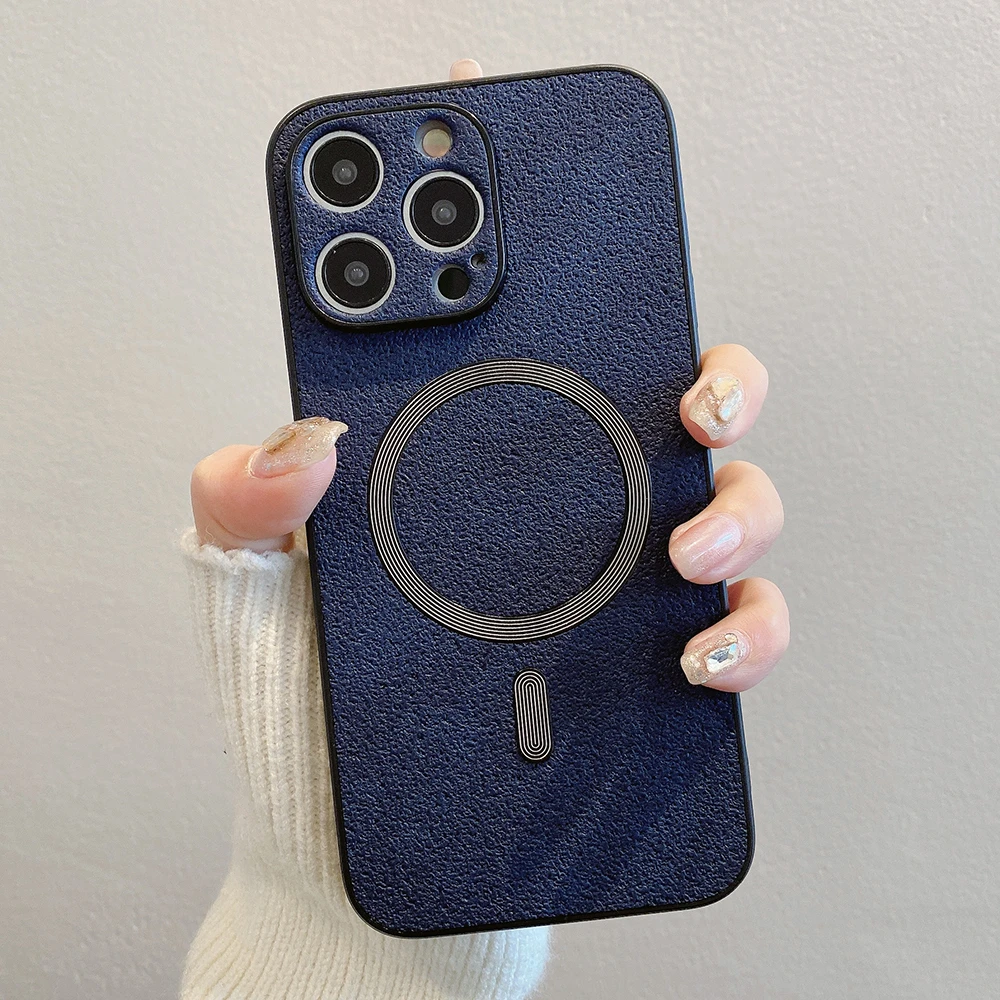 Luxury-Matte-Leather-Magnetic-Case-For-iPhone-15-Pro-Max-14-13-12-11 ...