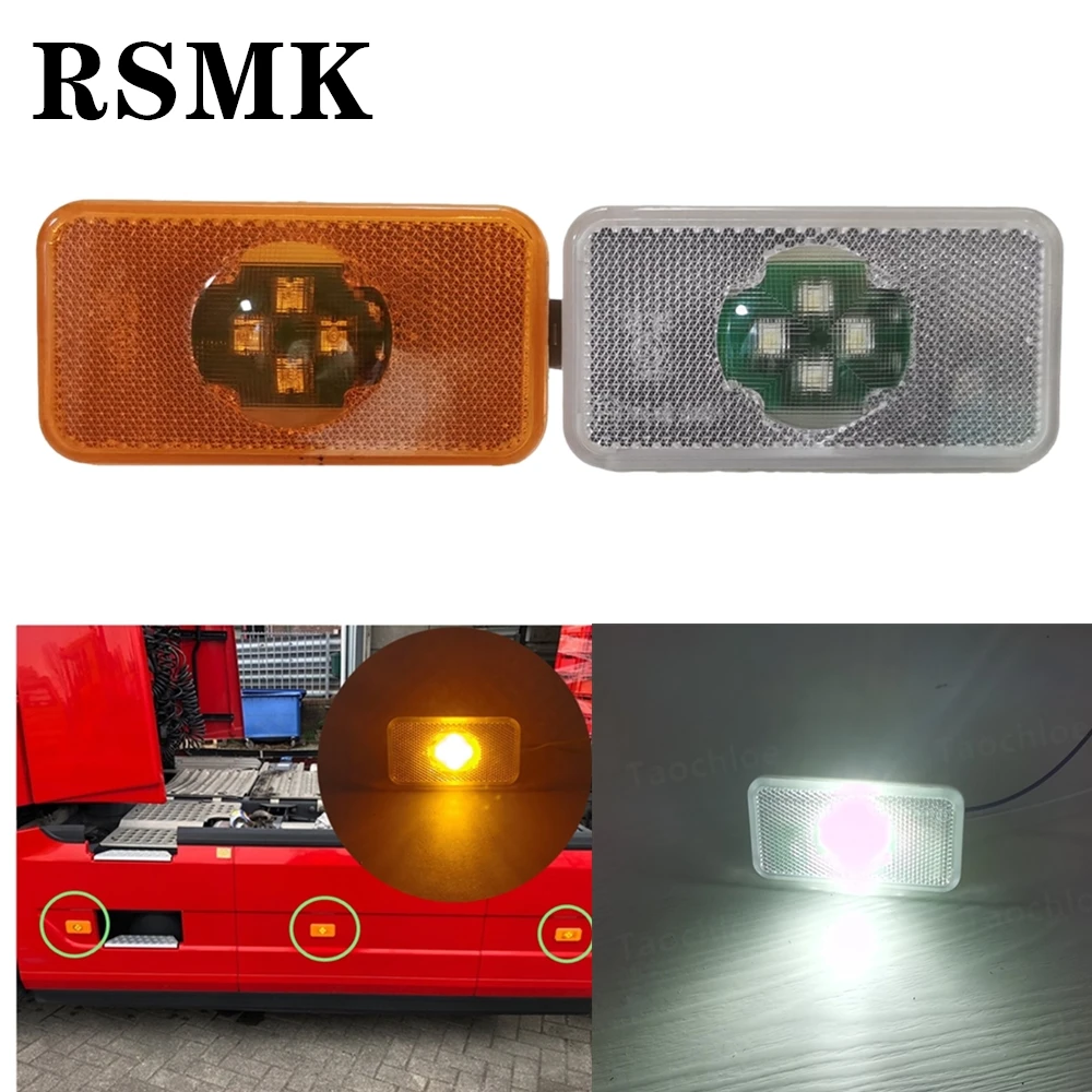 1x-120-45mm-Emark-24V-4-LED-Side-Marker-Light-Lamp-Indicator-Amber ...