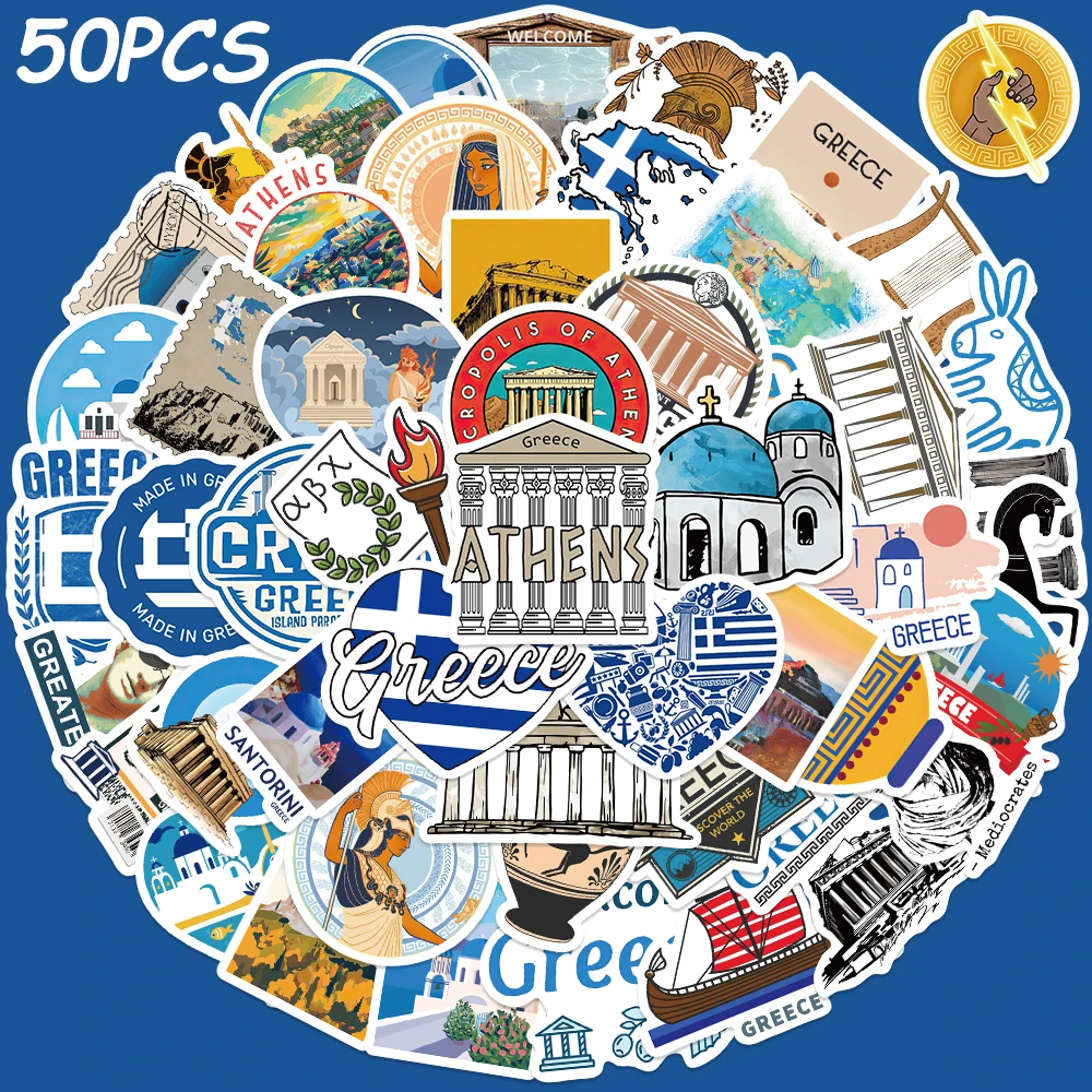 50pcs-Welcome-to-Greece-Stickers-Parthenon-Acropolis-Decals-Laptop ...