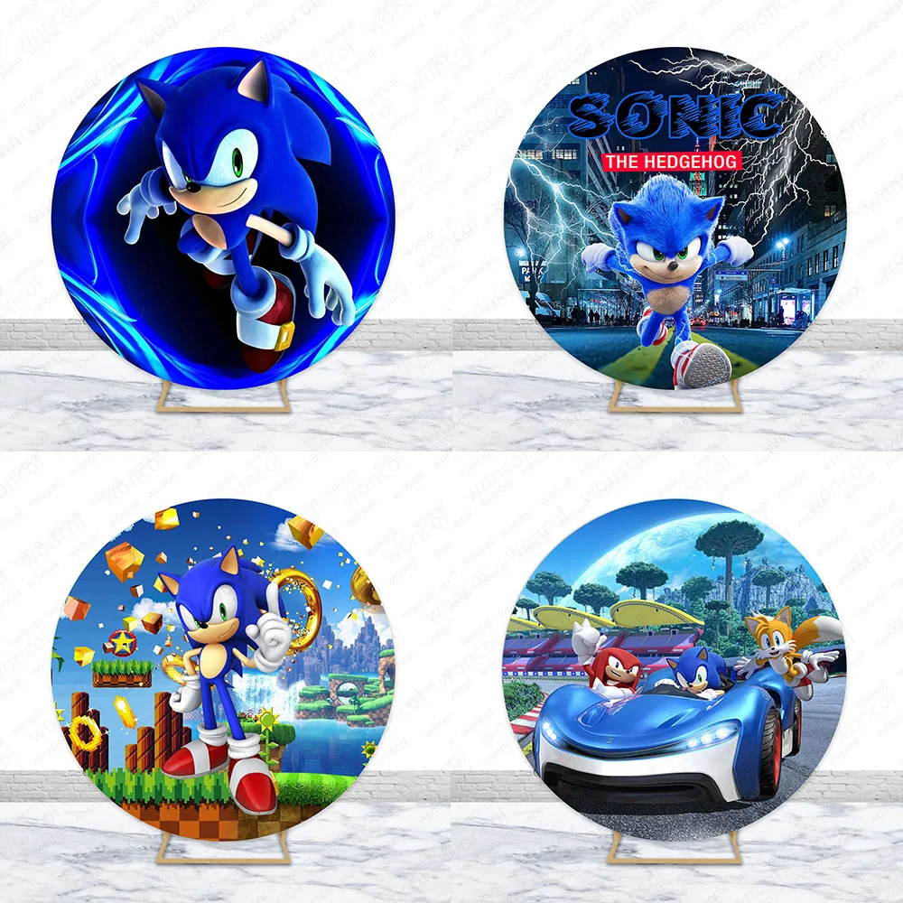 Sonic-Round-Blue-Backdrop-Cover-Boys-Kids-Birthday-Party-Decoration ...