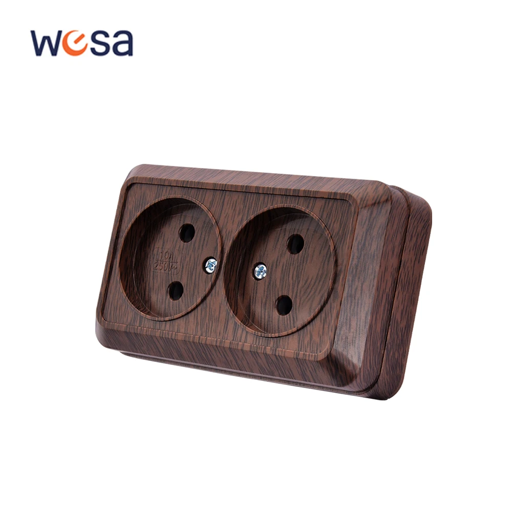 WESA-Wooden-Paint-Wall-Surface-2-Socket-Plug-Exterior-Electrical ...