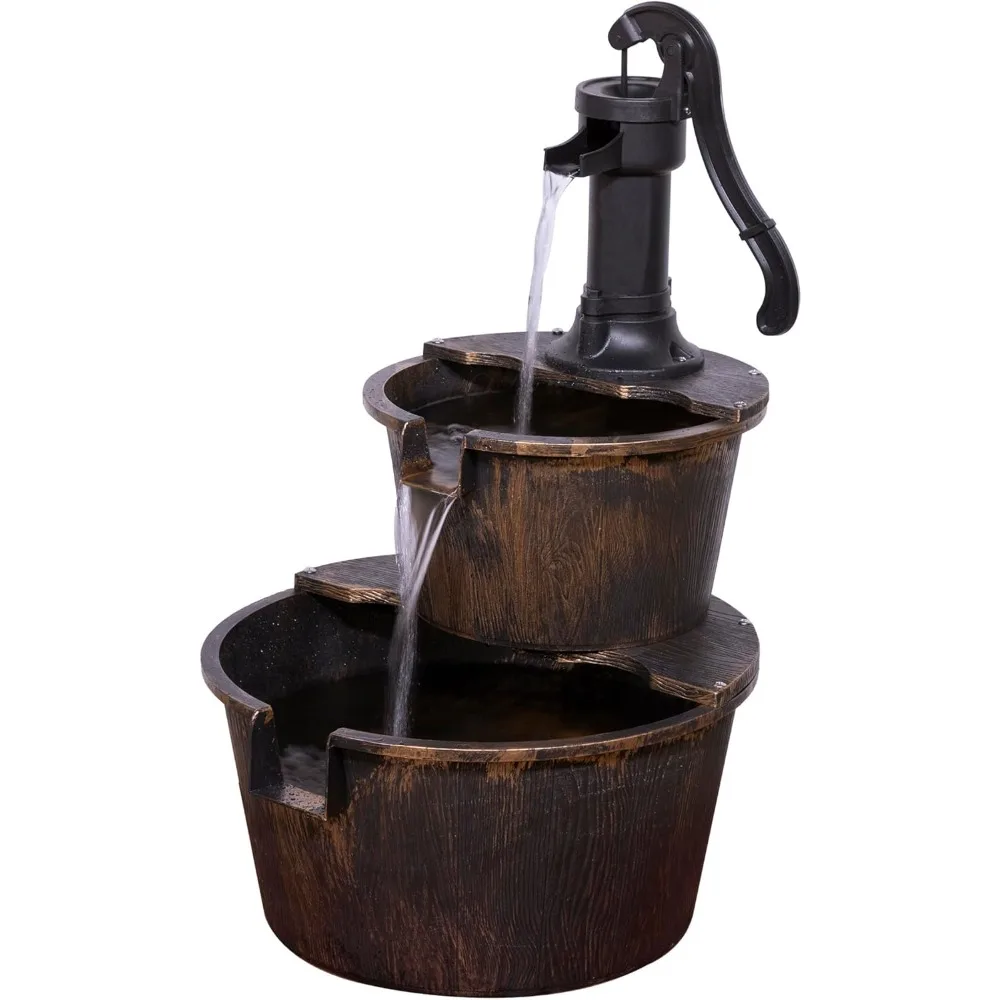 Barrel and Pump Water Fountain – Gardening Galore