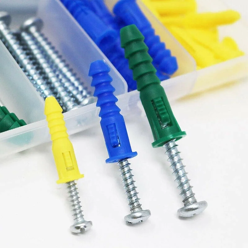 Plastic Self Drilling Ribbed Drywall and Wall Anchors with Screws Kit ...