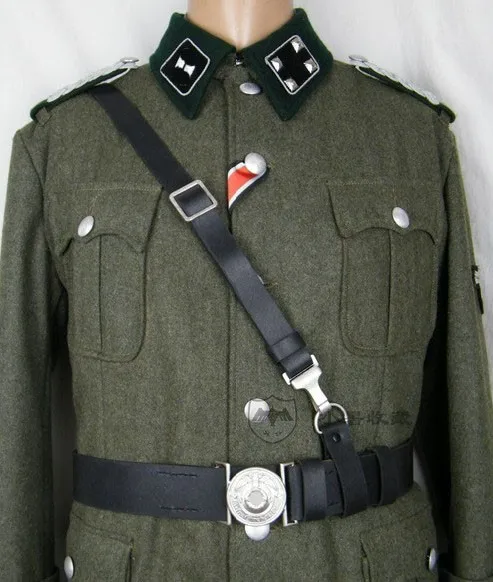 German Army Belt Men Vintage Military Straps Oblique Leather Black