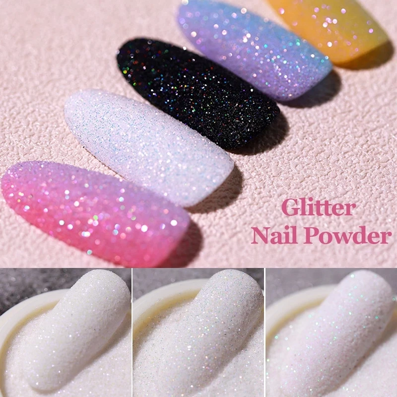 Shinning Iridescent Silver Black Nail Sugar Glitter Powder White Color ...