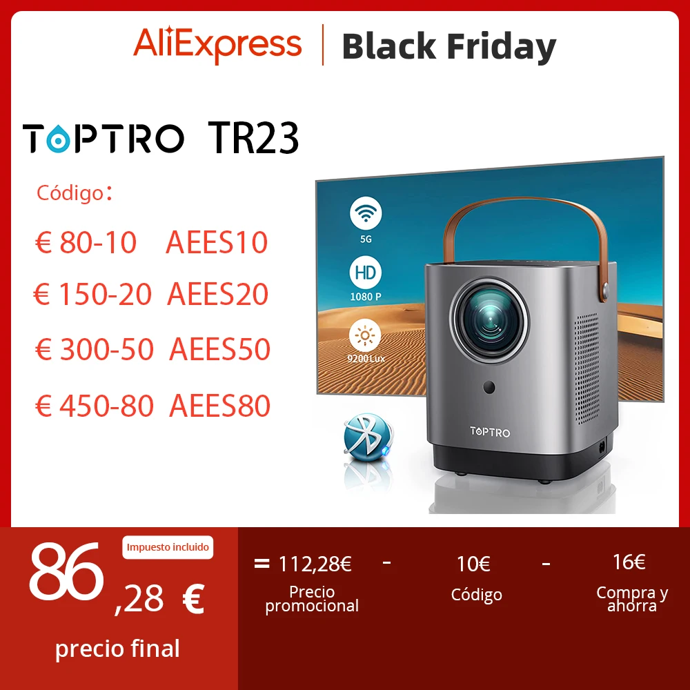 TOPTRO-Proyector-port-til-TR23-dispositivo-con-WIFI-Bluetooth-9500-l ...