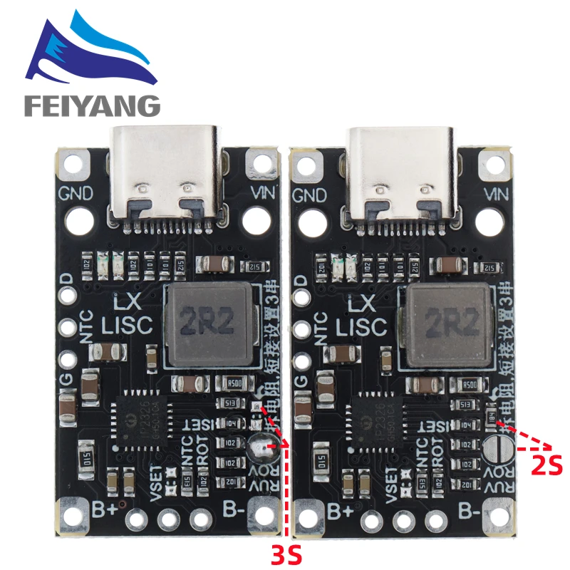 Type-C USB 2/3S BMS 15W 8.4V 12.6V 1.5A Lithium Battery Charging Boost ...