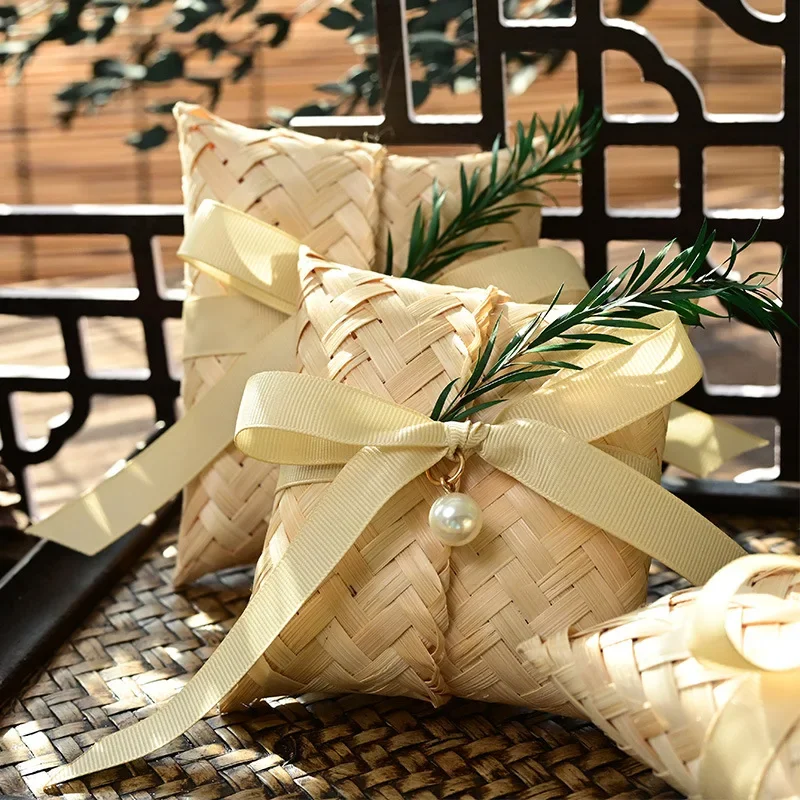 5pcs Handmade Bamboo Weaving Gift Boxes Wedding Candy Chocolate ...