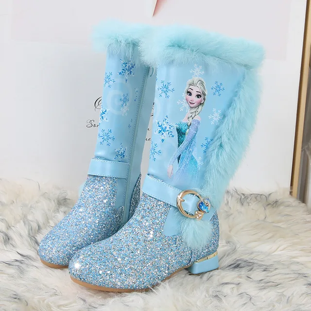 Disney Frozen Girls' Snow Knee-Length Boots Winter Warm Girl Boots ...