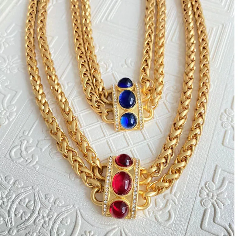 Fashion Double Layered Collar Necklaces for Women Glazed glaze Pendant ...