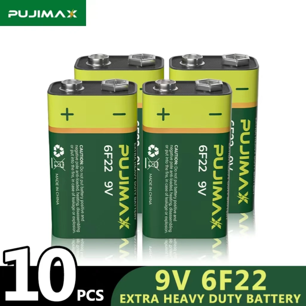 PUJIMAX-10PCS-9V-Square-Battery-6F22-Carbon-Dry-Battery-Electric-Shaver ...