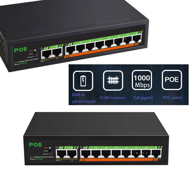 Switch Ethernet Gigabit 10 100 1000mbps Switch Poe Rj45 Hub Mais Port ...