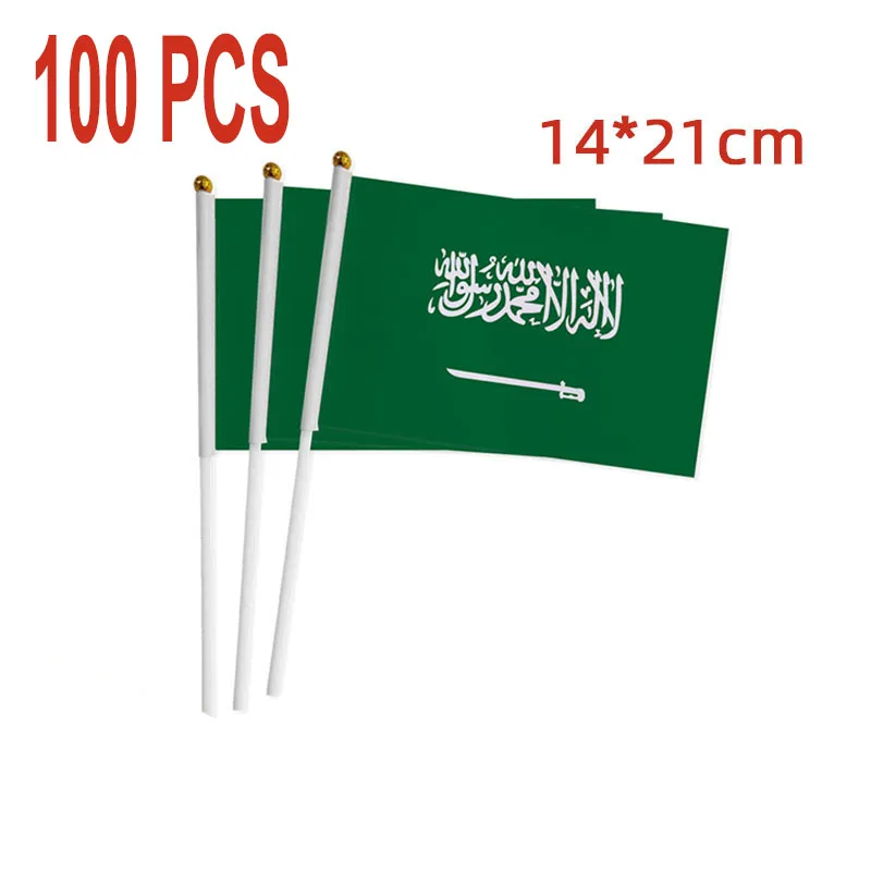 14x21cm-100Pcs-Small-Handheld-Saudi-Arabia-Flag-with-Plastic-Flagpoles ...