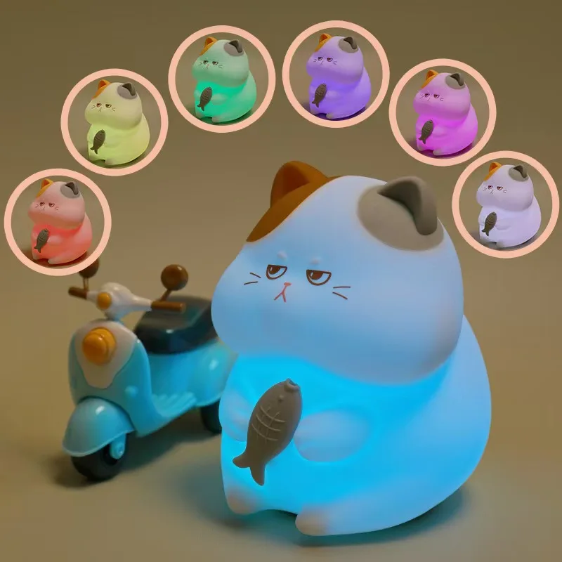Cute-Silicone-Cat-Night-Light-Dimmable-Rechargeable-Nursery-Sleeping ...