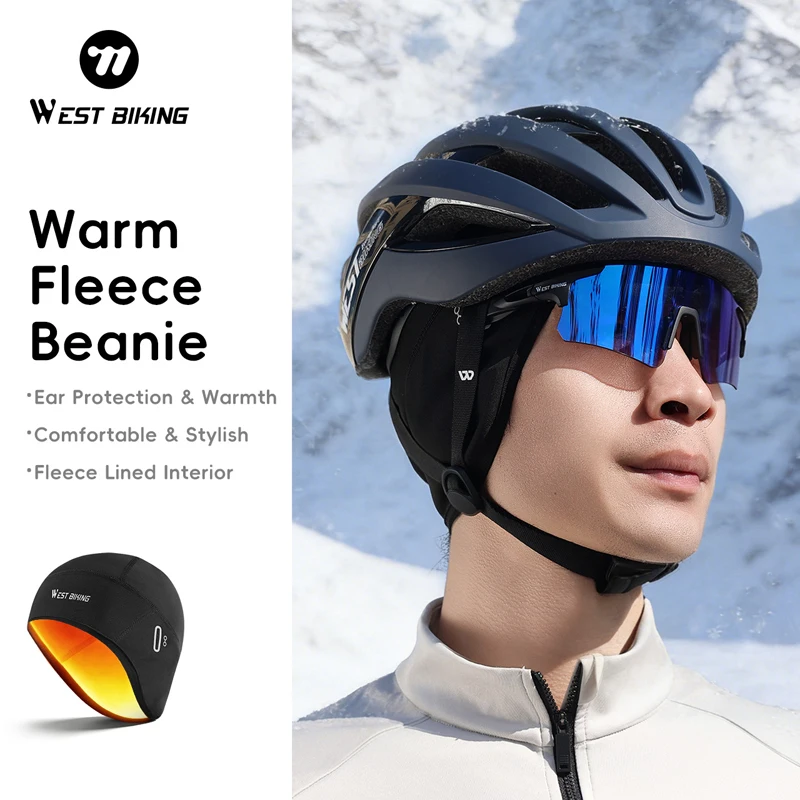 WEST BIKING Cycling Cap Winter Fleece Bicycle Cap Windproof Thermal ...
