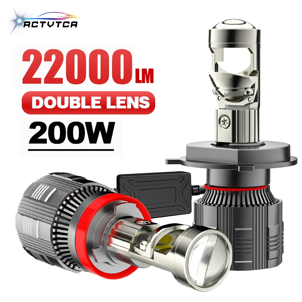 ACTVTCA 200W 22000LM żarówka led HB3 H4 H7 soczewka projektora Led H11 ...