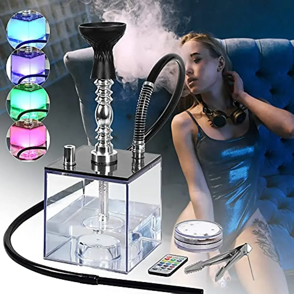 Acrylic-Hookah-with-LED-Light-Shisha-Box-Nargile-Sheesha-Narguile-Chicha-Cachimbas-Water-Pipe ...