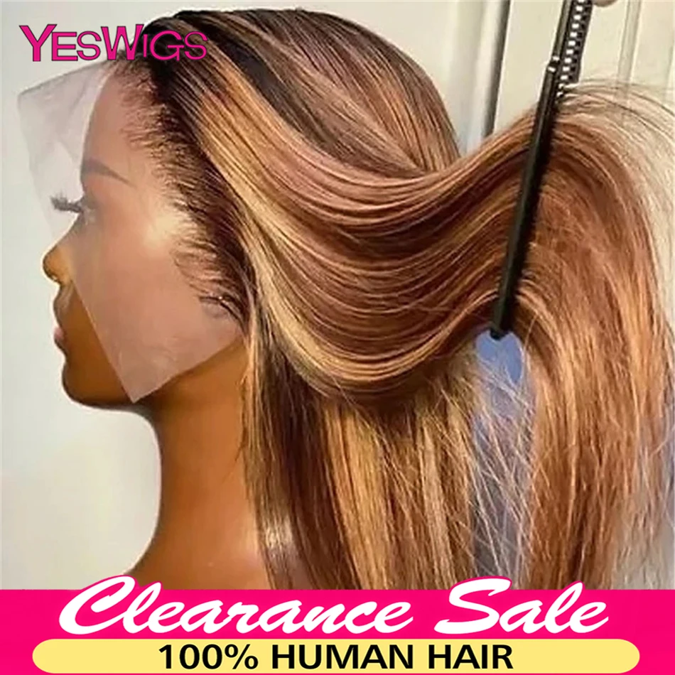 Perruque Lace Front Wig lisse ombrée blond miel 4/27, perruques Lace ...
