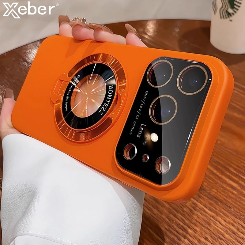 Full Glass Camera Protection Magnetic Stand Holder Case for iPhone 17 ...
