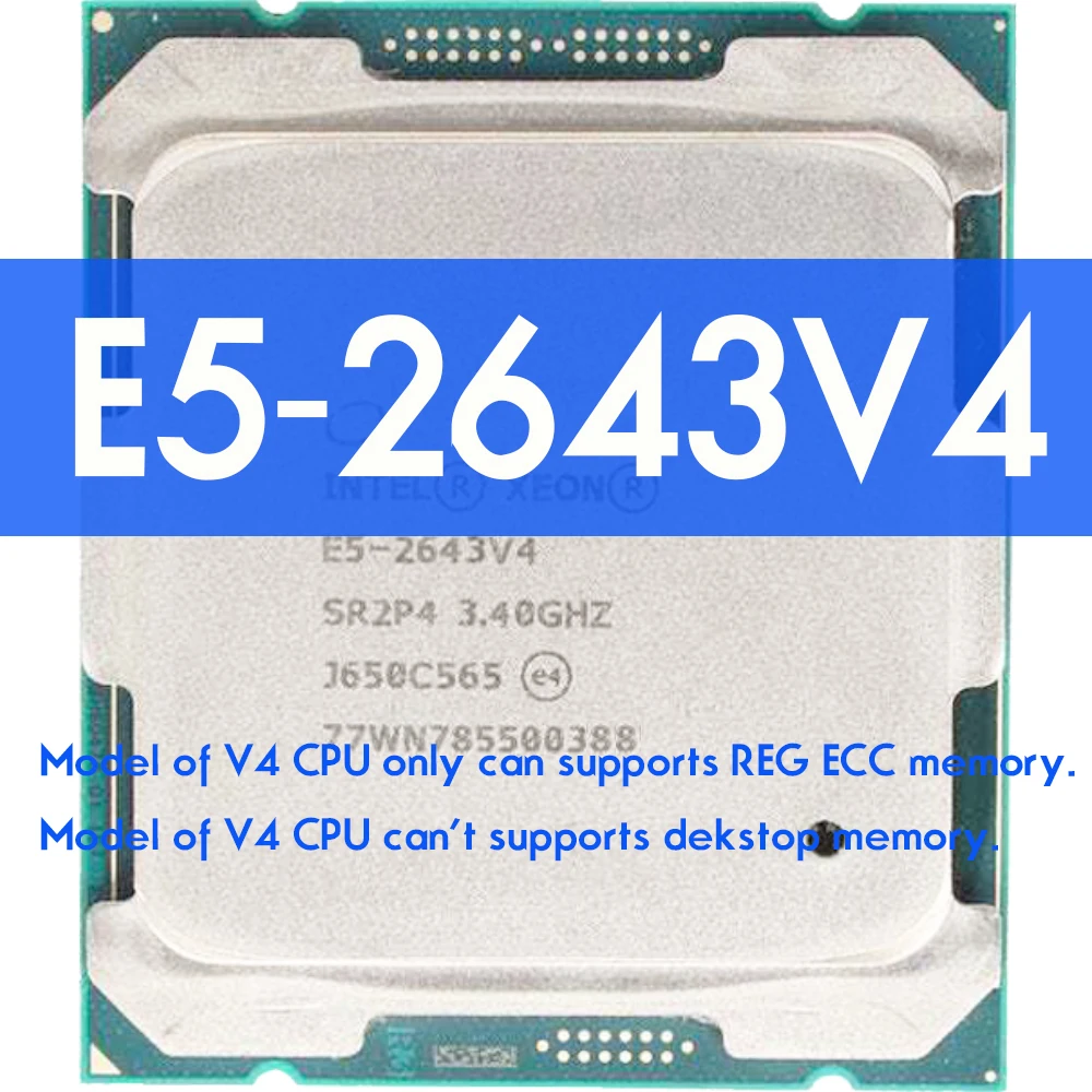 Xeon E5 2643 V4 SR2P4 3.4Ghz Core 135W Socket LGA 2011-3 CPU E5 2643V4 ...