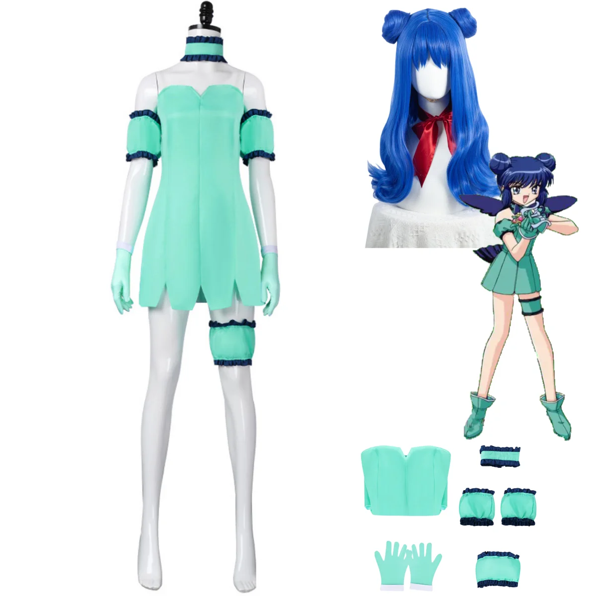 Anime-Tokyo-Mew-Mew-Aizawa-Minto-Cosplay-Costume-Wig-Green-Camisole ...