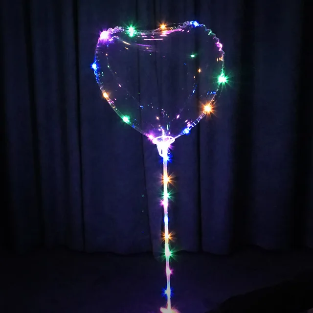 10 Sets LED Glowing Transparent Balloons Clear Heart/Star Shape Balloon ...