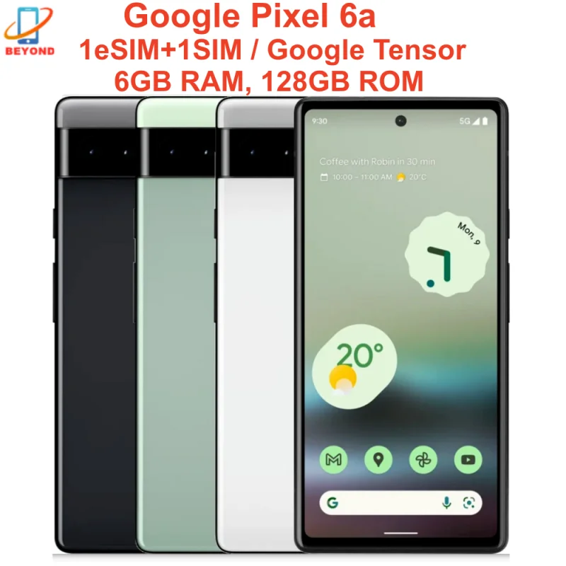 Google Pixel 6A desbloqueado 5G celular, 6GB de RAM, 128GB ROM, 6,1 ", NFC, Octa Core, Google ...