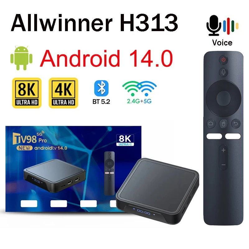 TV98-Pro-TV-Box-Android-14-Allwinner-H313-soporte-8K-Video-4K-5G-Dual ...