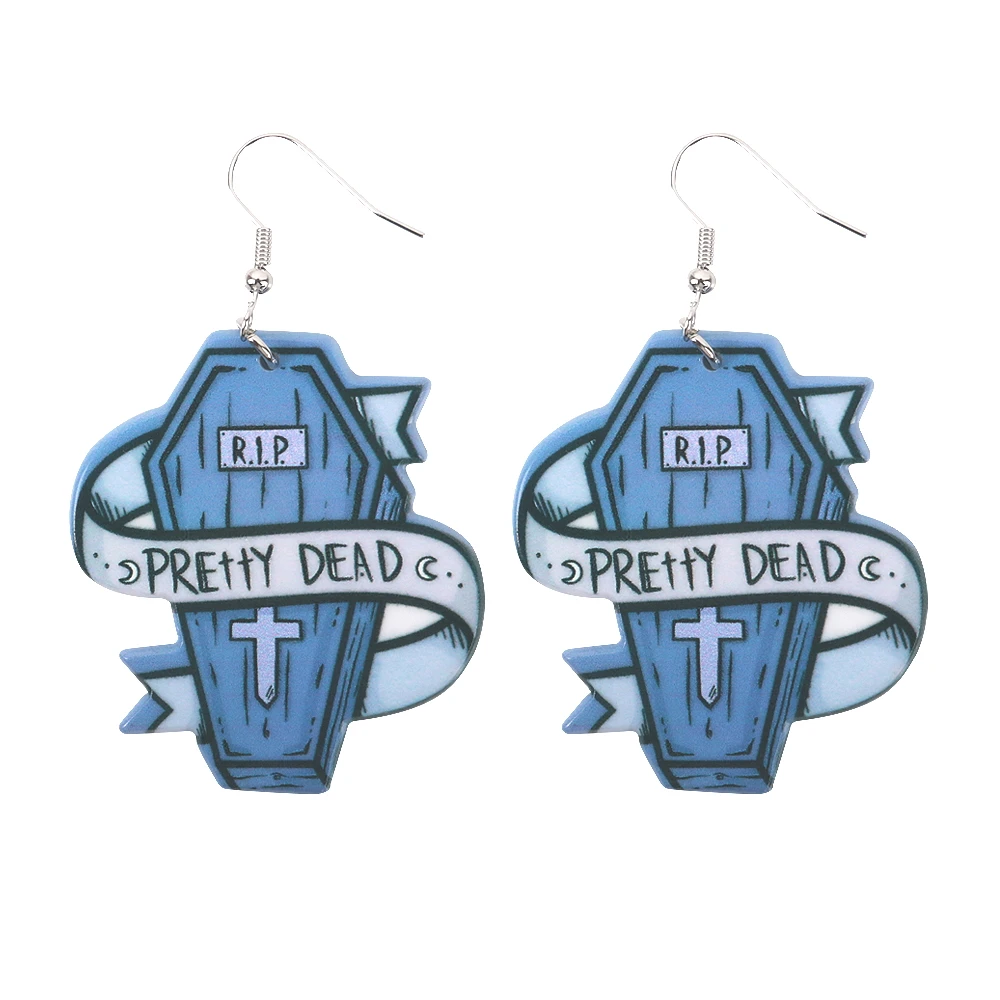 2023 Gothic Rip Coffin Tombstone Acrylic Women's Drop Earrings ...