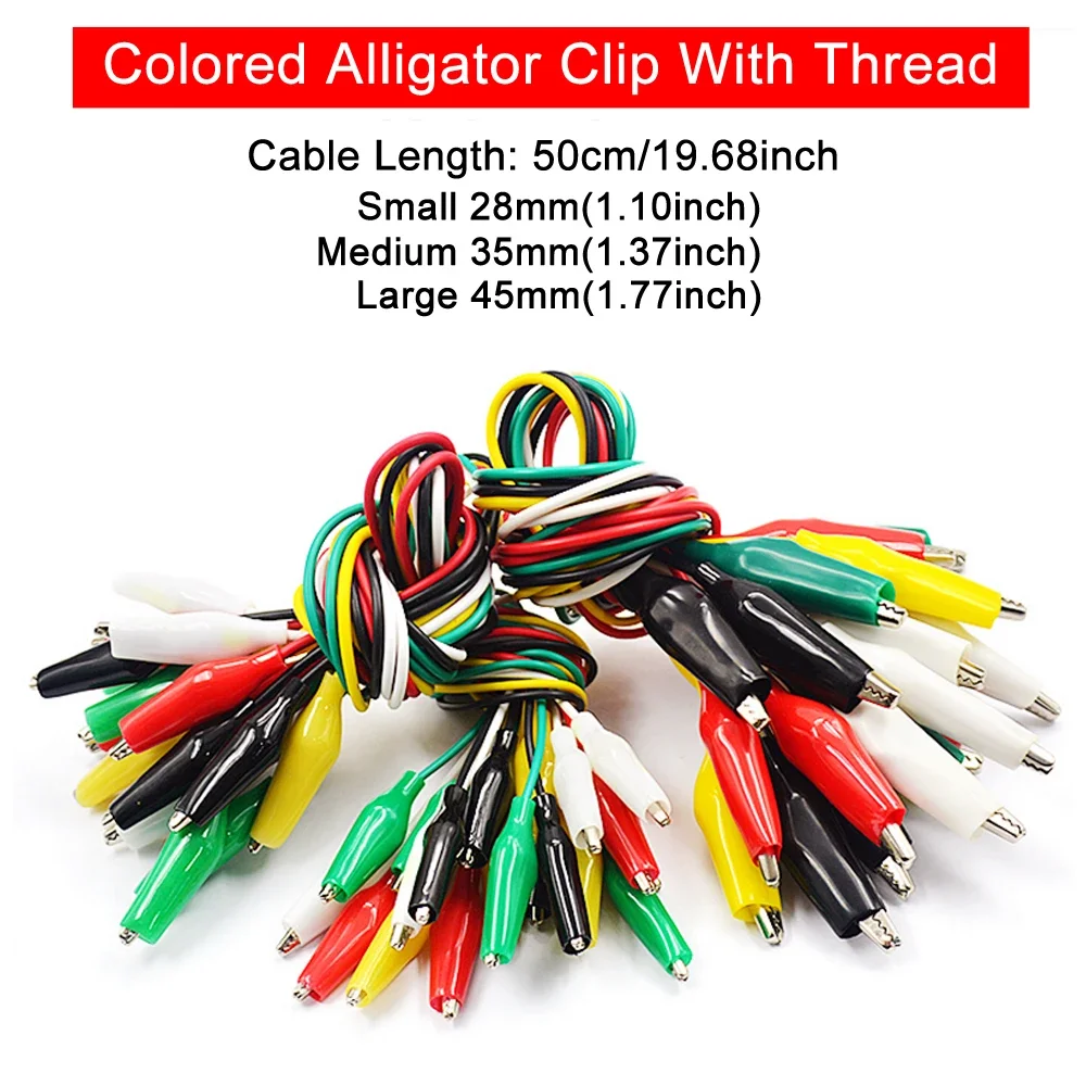 10pcs 50cm Clip Number 28/35/45mm Alligator Clips with Wires, Jumper ...