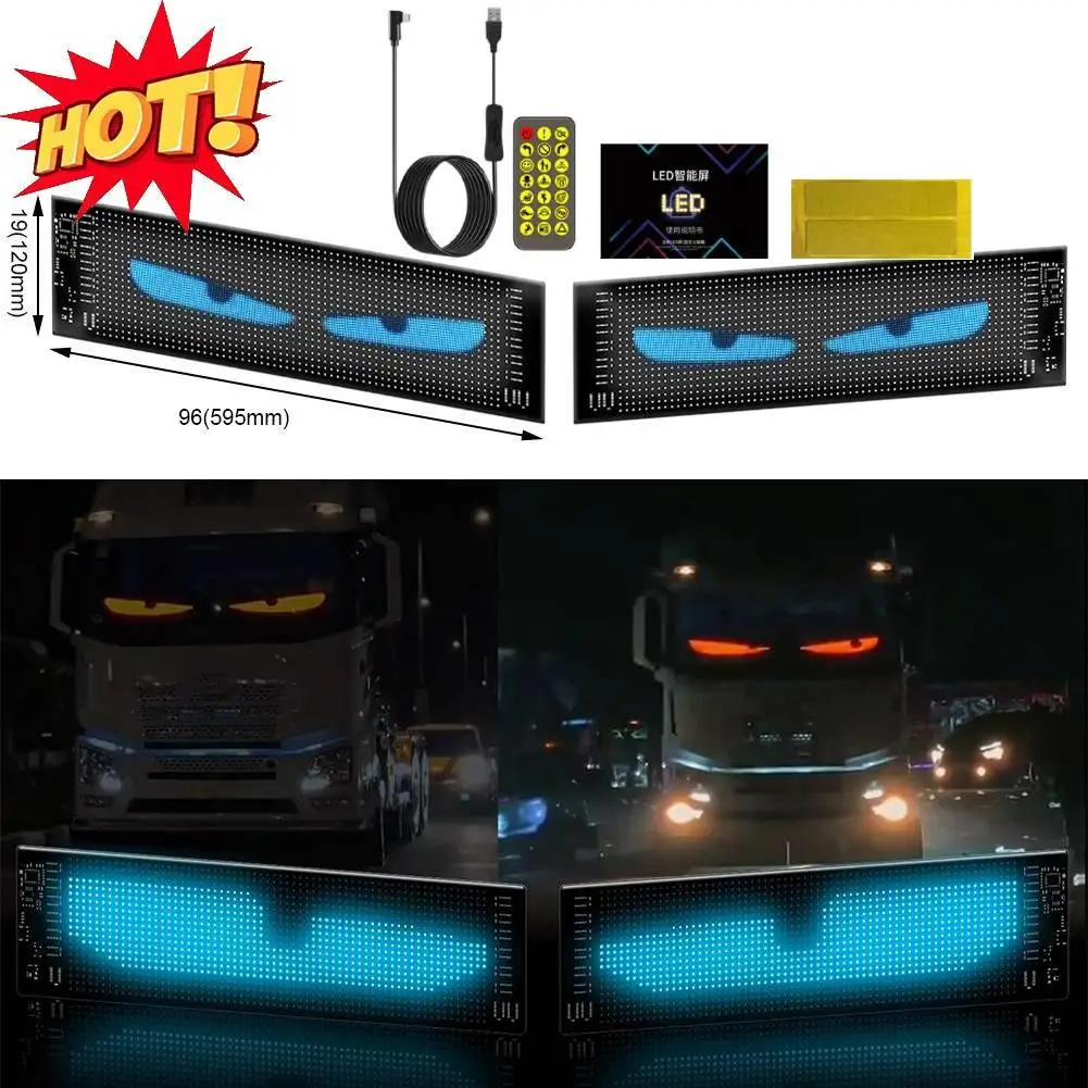 2pcs RGB LED Car Sign Animation LED Matrix Pixel Panel DIY Programmable ...