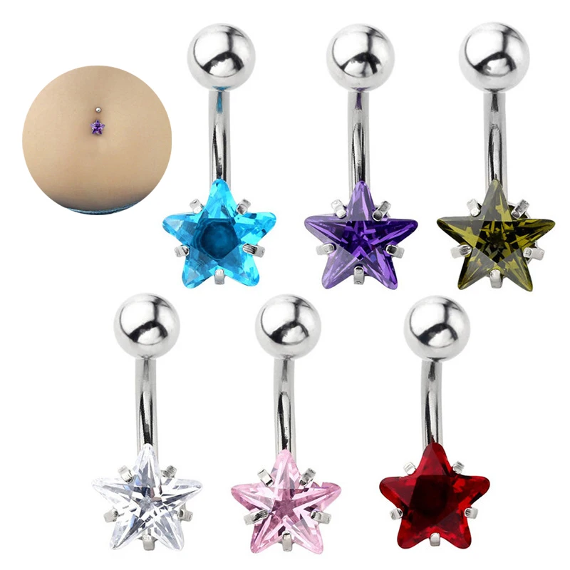 Niche-Temperament-Jewelry-Couple-Star-Belly-Piercing-Belly-Button-Rings ...