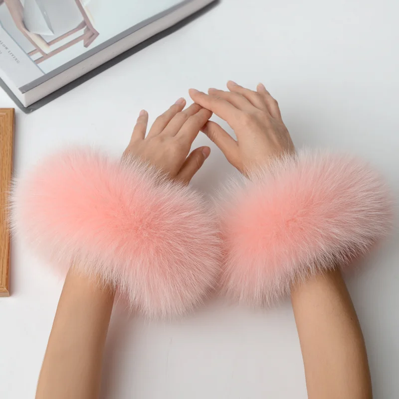 Real-Fox-Fur-Cuffs-Arm-Sleeve-Warmer-Lady-Bracelet-Real-Fur-Wristband ...