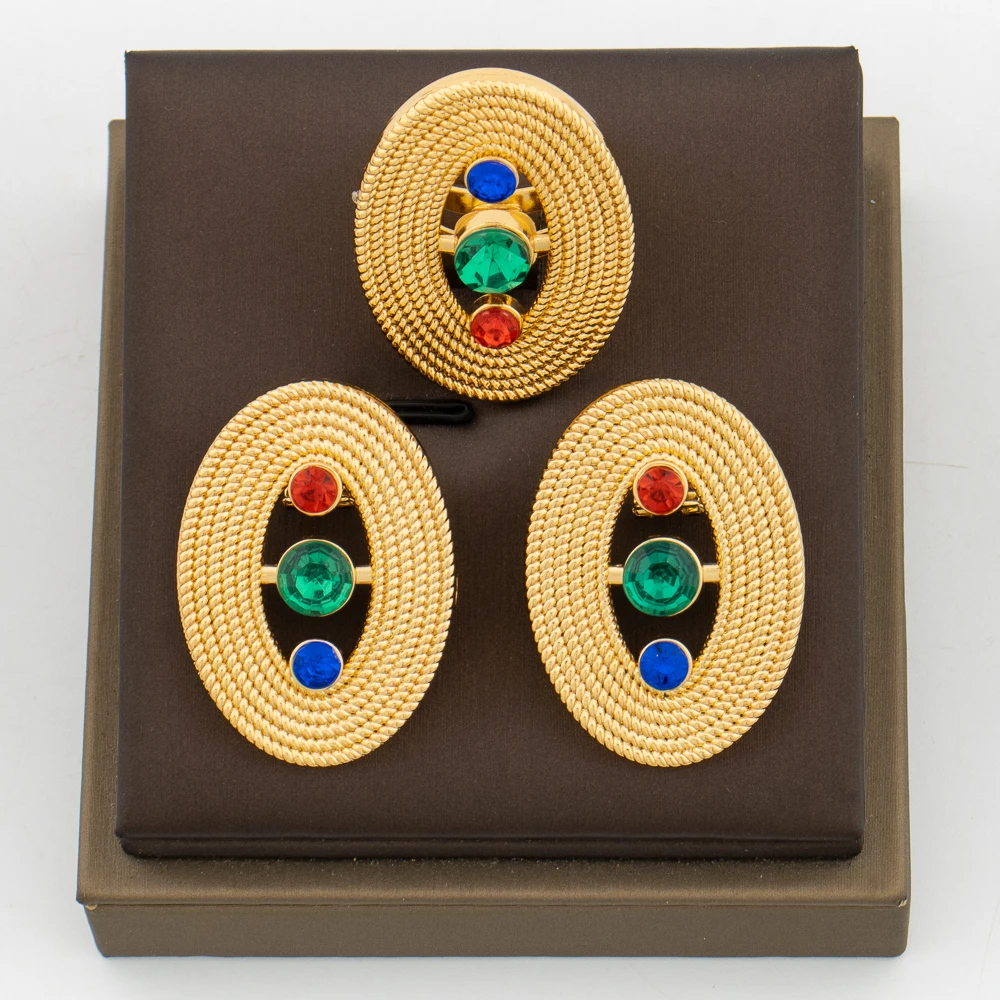 Luxury-Earrings-with-Ring-Jewelry-Set-for-Ladies-African-Oval-Design ...