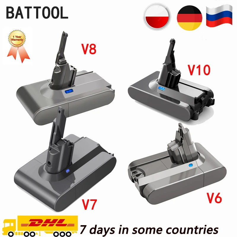 Battool 21.6v 6000mah Li-lon Battery For Dyson V6 V7 V8 V10 Fluffy V7 ...