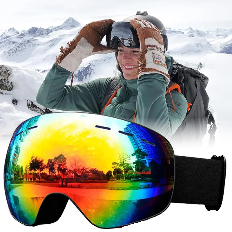 Premium Ski Goggles Anti Fog UV Protection Wide View Lens for Snowboard ...
