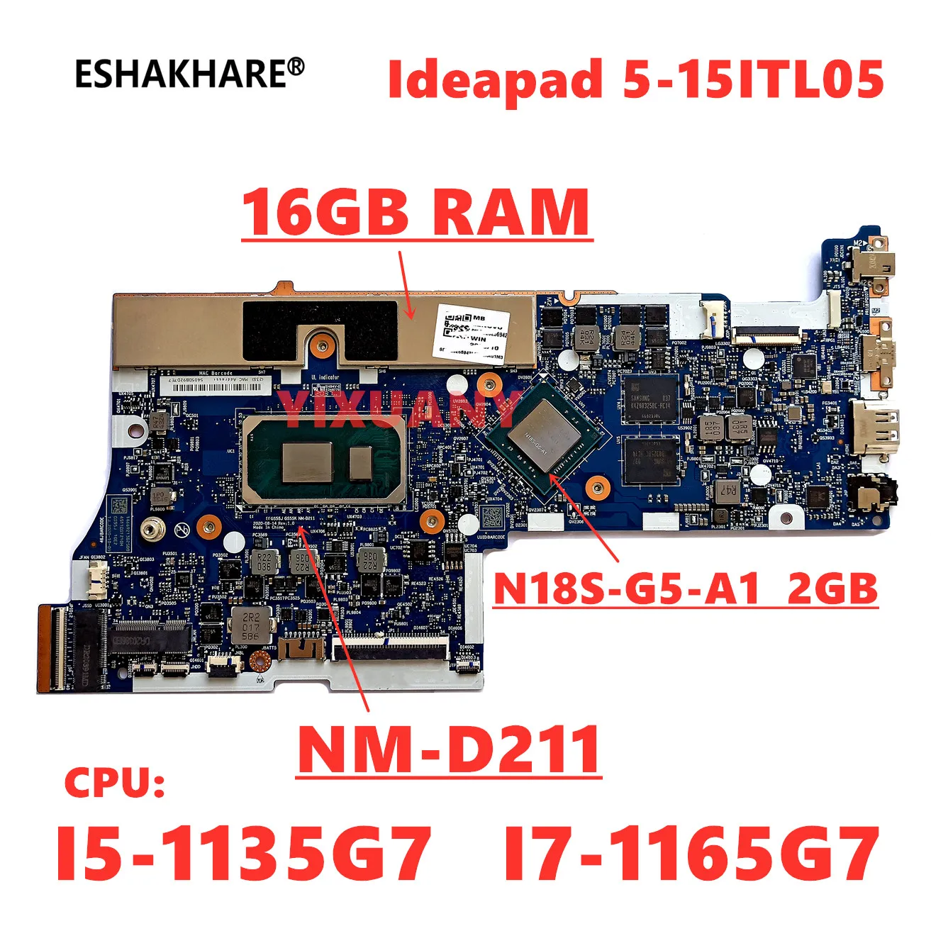 NM-D211 for Lenovo Ideapad 5-15ITL05 Laptop Motherboard with CPU I5 ...