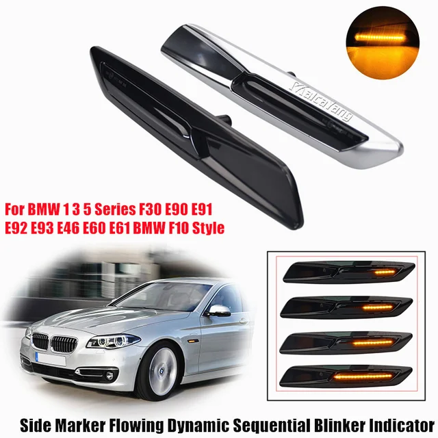 シグナルライ 用 F10 F30 E90 E91 E92 E93 E46 E60 E61 シーケンシャルダイナミックフラッシュアンバ（2X BMW 1 3 5 シリーズ F10 F30 E90 ...