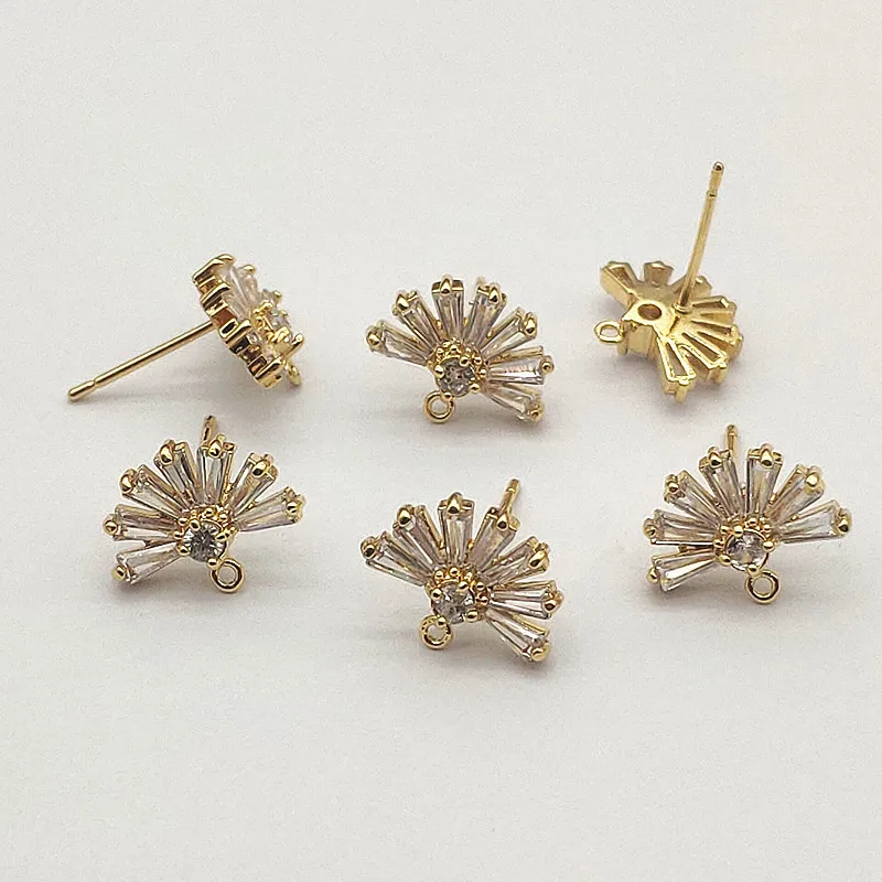 New Arrival! 14x11mm 20pcs Real Gold Plating Cubic Zirconia Flower ...