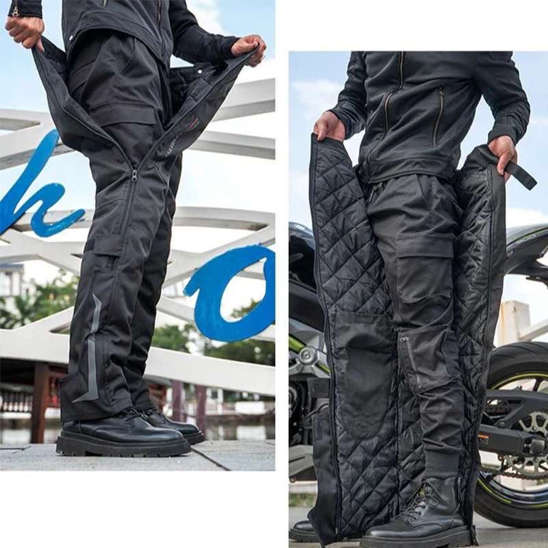 Men Winter Splash proof Quick Take off Motorcycle Pants Windproof Warm ...