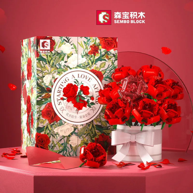 SEMBO-BLOCK-ramo-de-rosas-para-decoraci-n-del-D-a-de-San-Valent-n ...