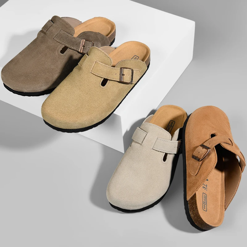 Couples-cork-bottom-slippers-commuting-half-slippers-men-s-first-layer ...