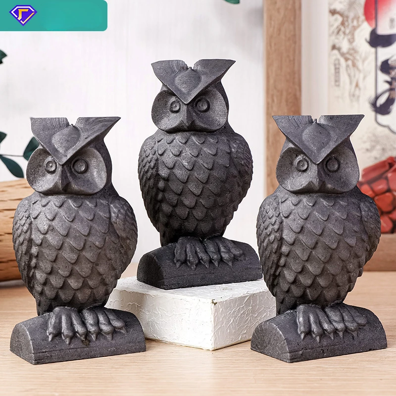 Natural crystal sub-graphite owl carving office desktop radiation ...