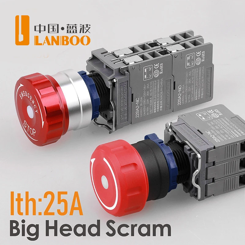 22mm Windo25a Heavy duty Emergency Stop Button Switch E-stop 1NC 2NC3NC ...