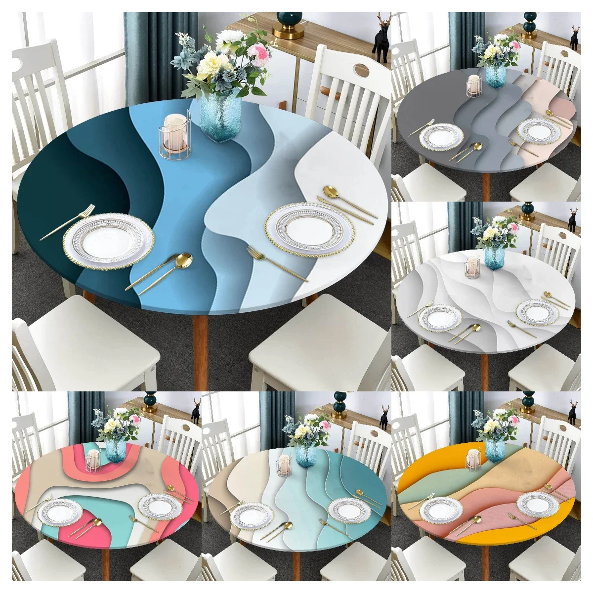 Art-Geometry-Round-Tablecloth-Party-Wedding-Decoration-Waterproof ...