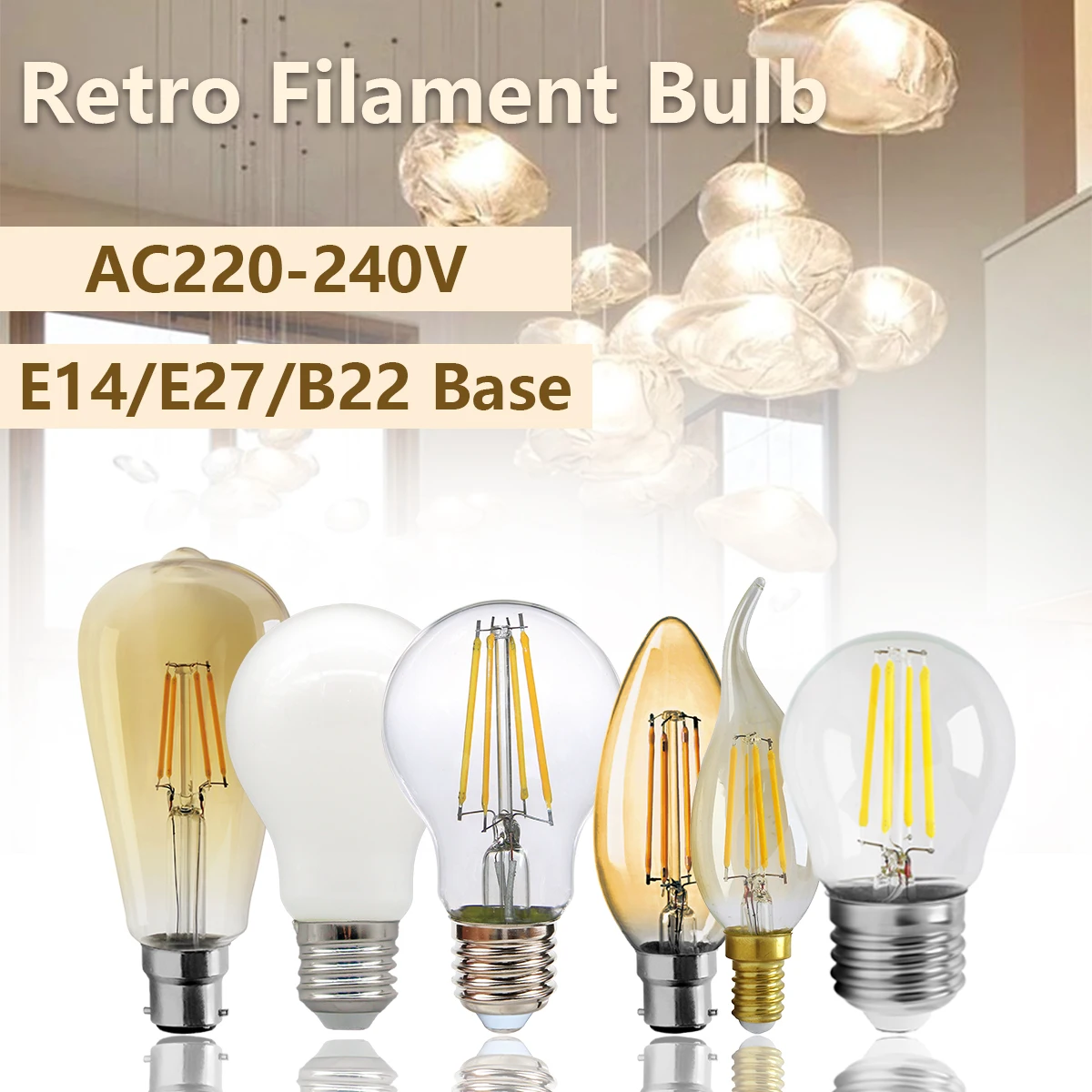 10pcs E27 E14 B22 Retro LED Edison Bulb 220V LED Filament Lamp For Home ...