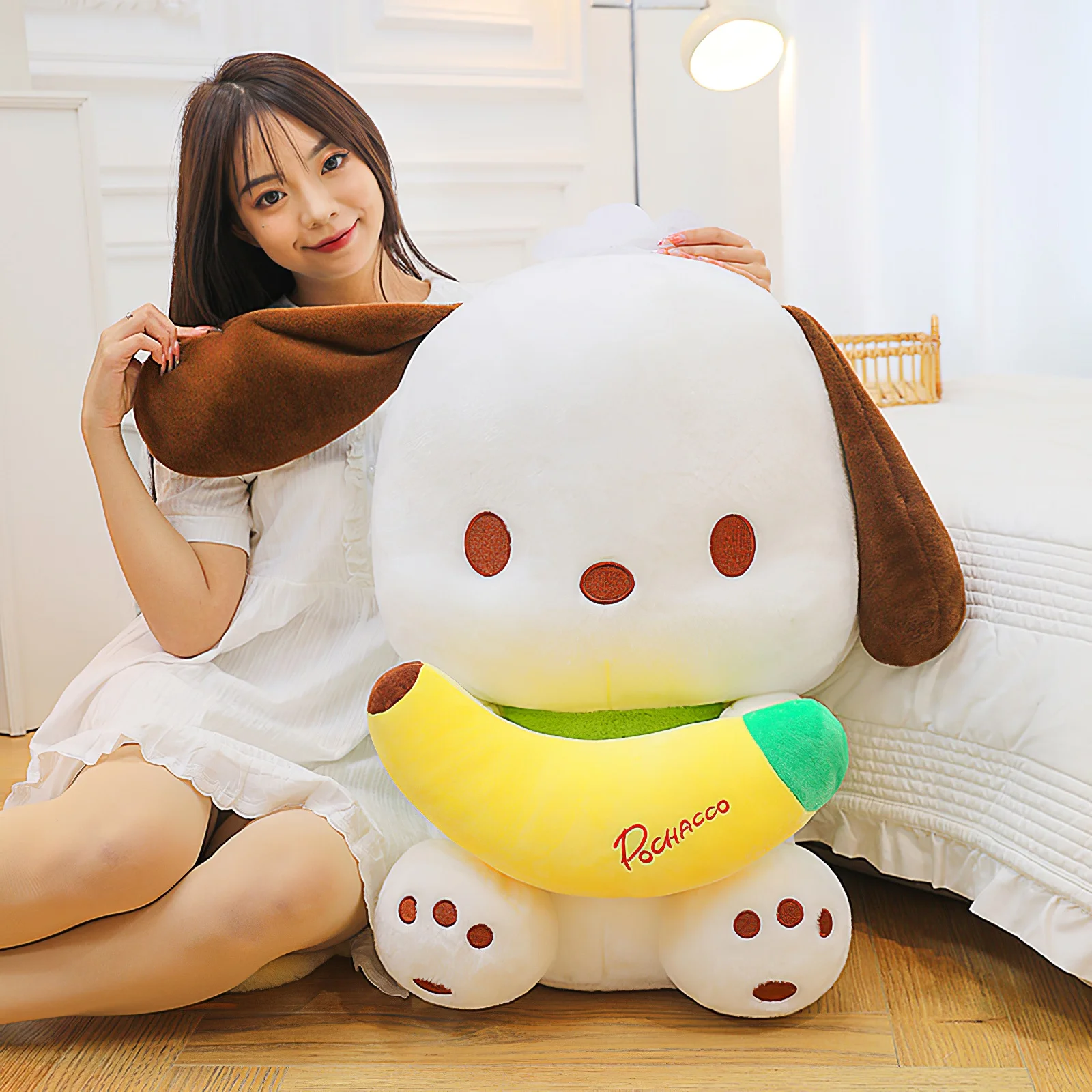 Cute-Sanrio-Banana-Pochacco-Plush-Toy-Kawaii-Big-Ear-Dog-Cartoon ...