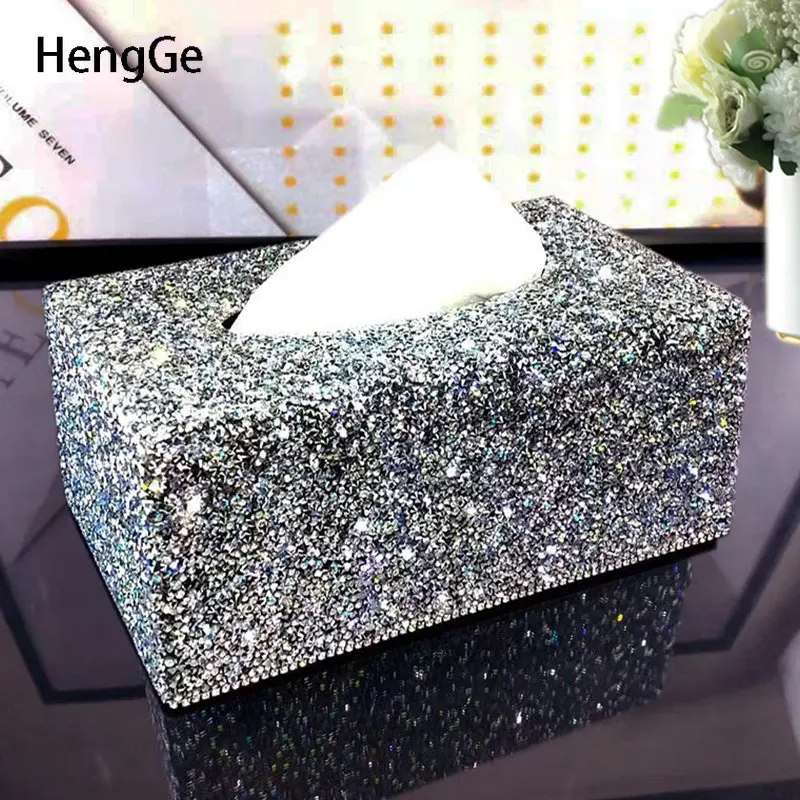 Light Luxury Crystal Inlaid Diamond Tissue Box Creative Restaurant Bar ...