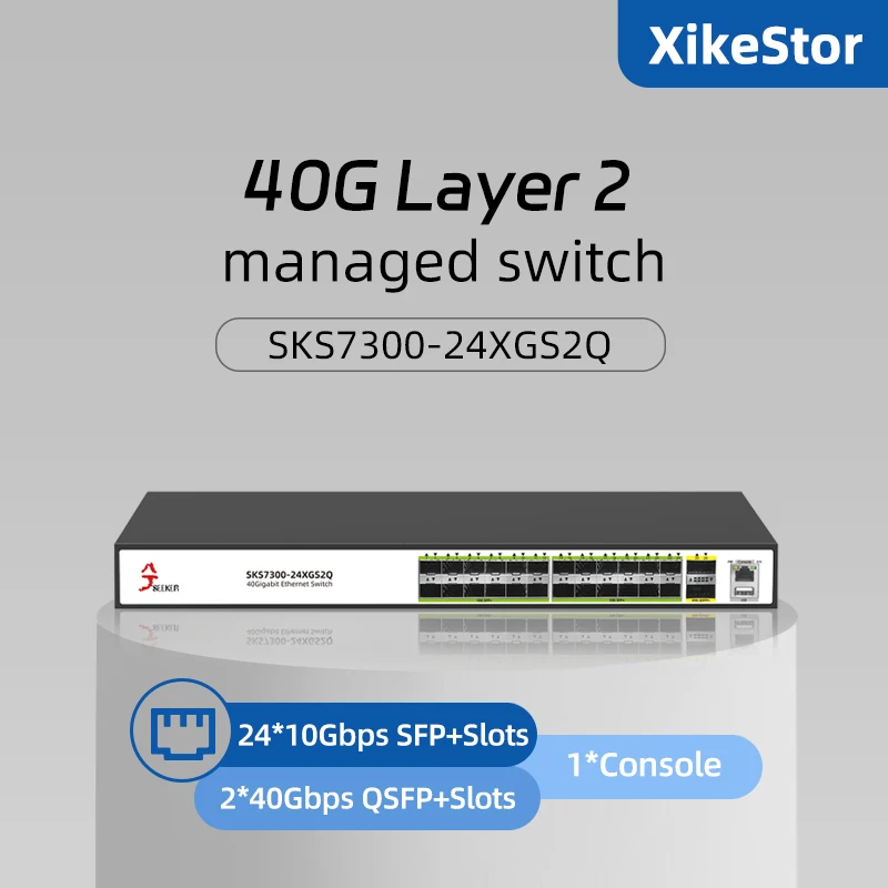 XikeStor-26-Ports-10G-L2-Managed-Ethernet-Switch24-10G-SFP-2-40G-QSFP ...