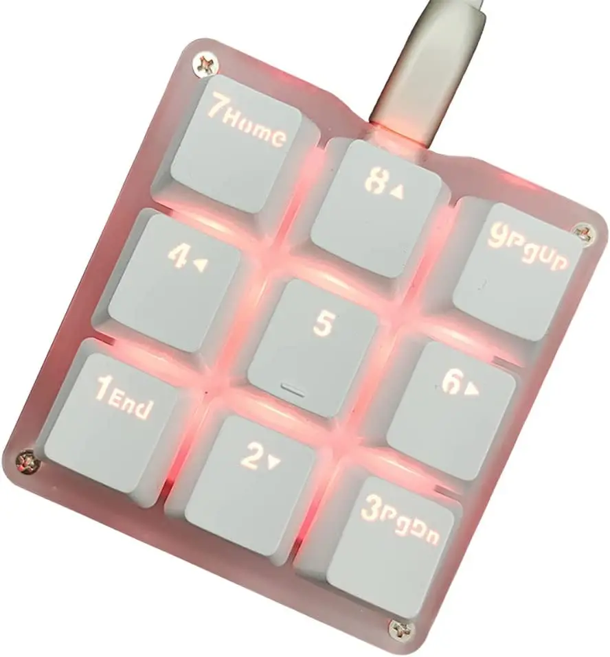 Macro Keypad 9 Keys Mechanical Keyboard Mini One Handed Single Backlit ...